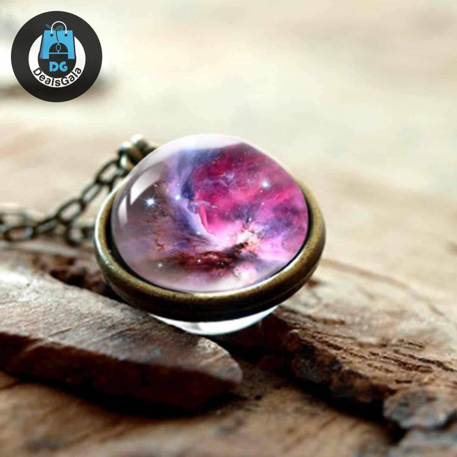 Round Shaped Space Themed Pendant Necklace - dealsgala